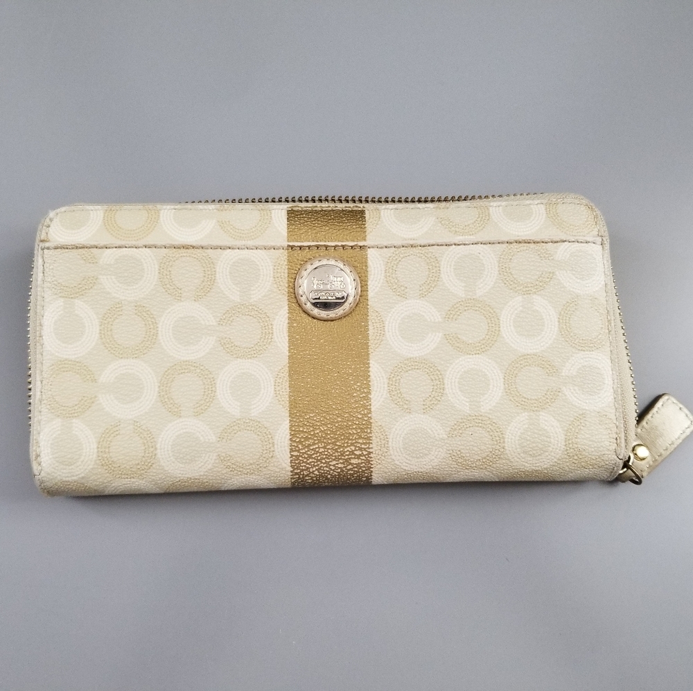 Coach Mini Poppy Zippy Signature Wallet - Gem